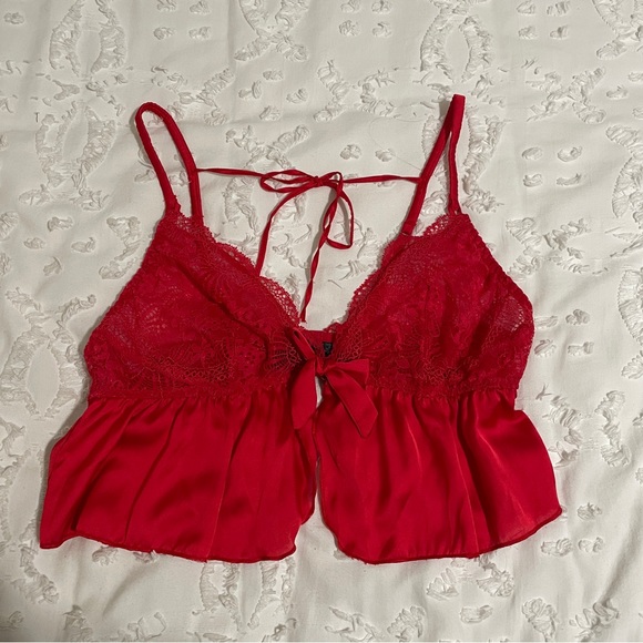 Primark | Tops | Red Lace Lingerie Style Top | Poshmark